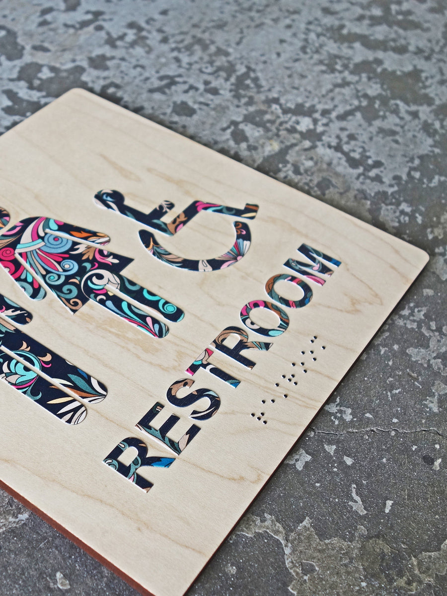 046 ADA Boho Restroom Bathroom Sign - Floral Design - CHROMATONE Serie ...
