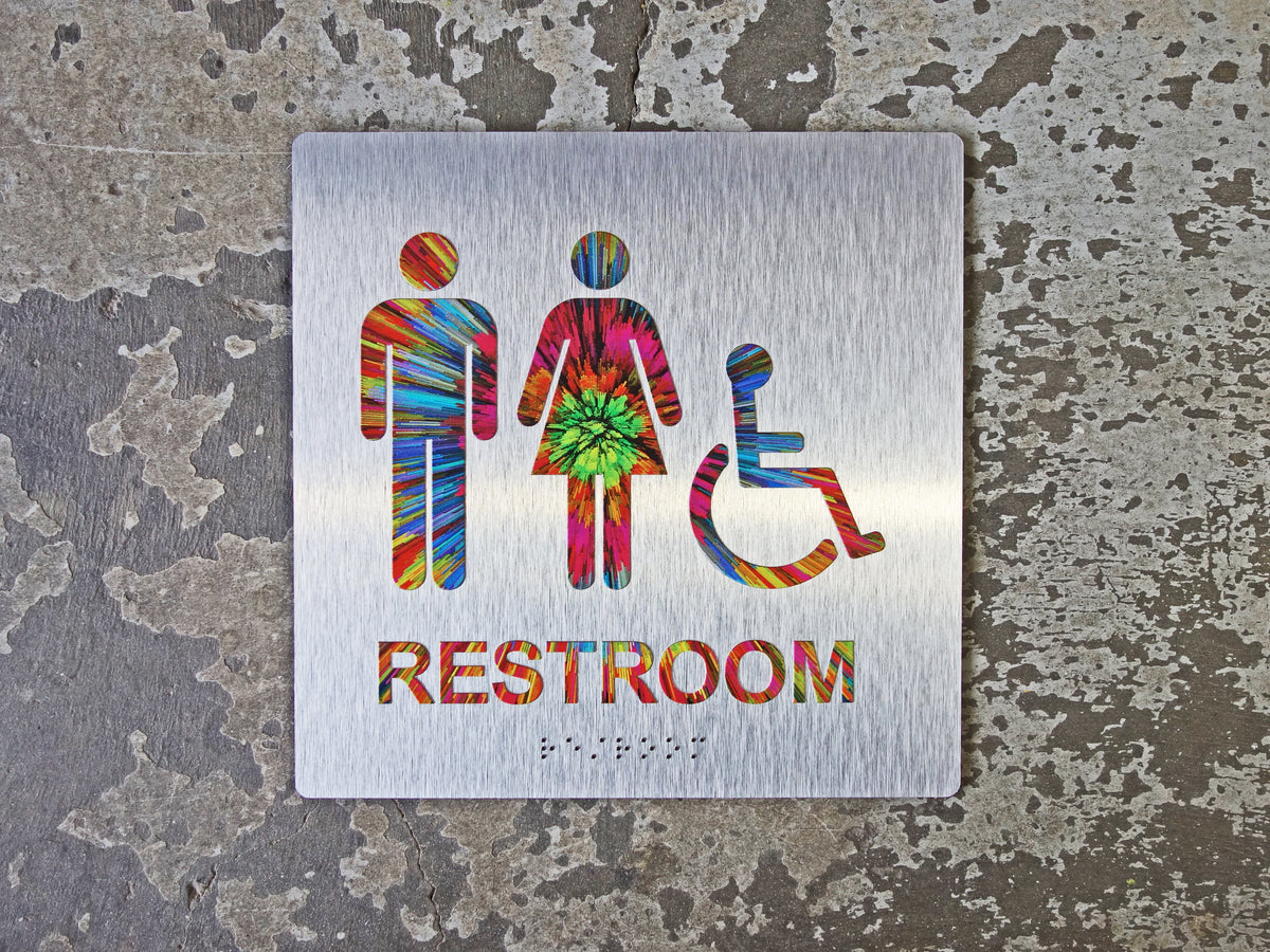 051 Colorful ADA Restroom Bathroom Sign - Flashy Rainbow Design - CHRO ...