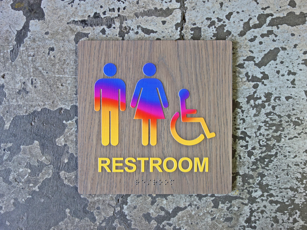 070 Rainbow ADA Restroom Bathroom Sign - Colorful Sunset Design - CHRO ...