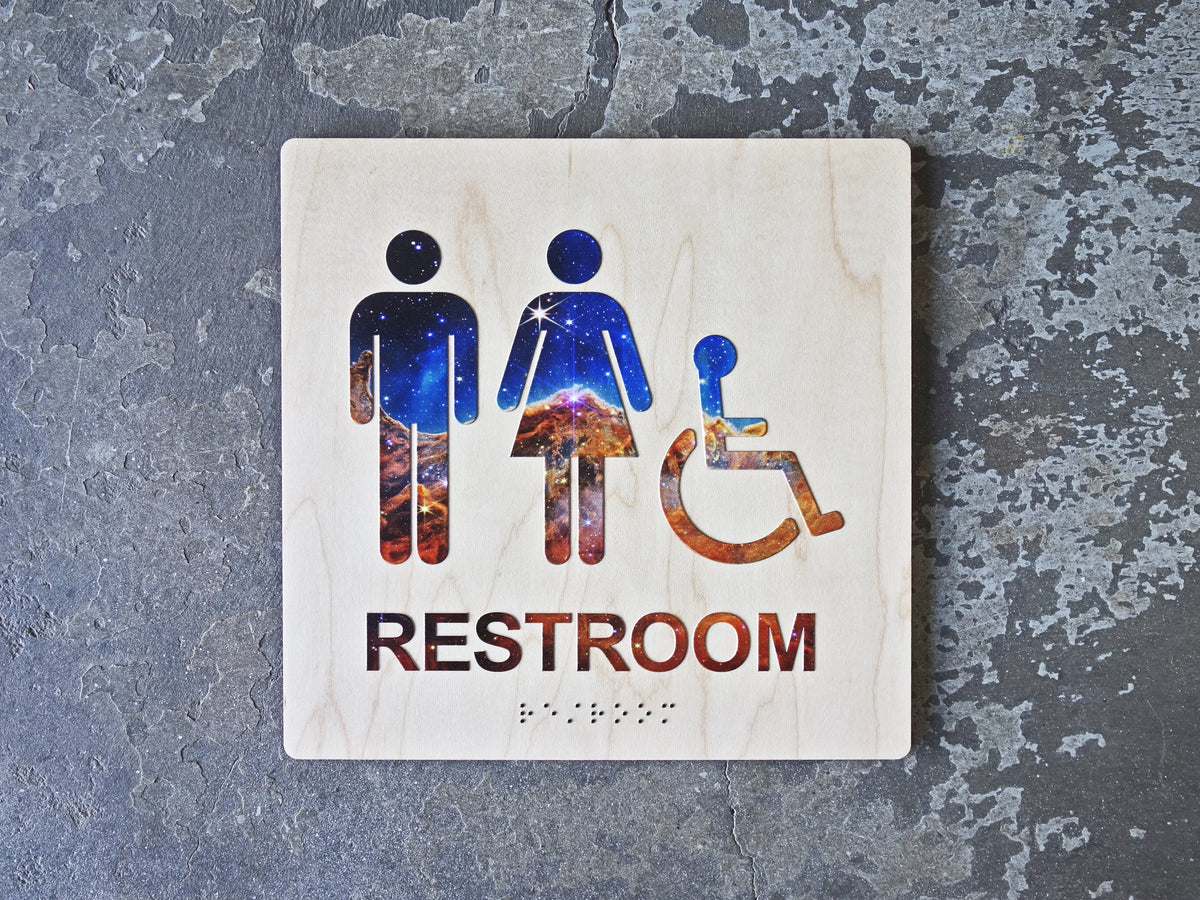 019 ADA Braille Restroom Bathroom Sign - Space Galaxy Motif - CHROMATO ...