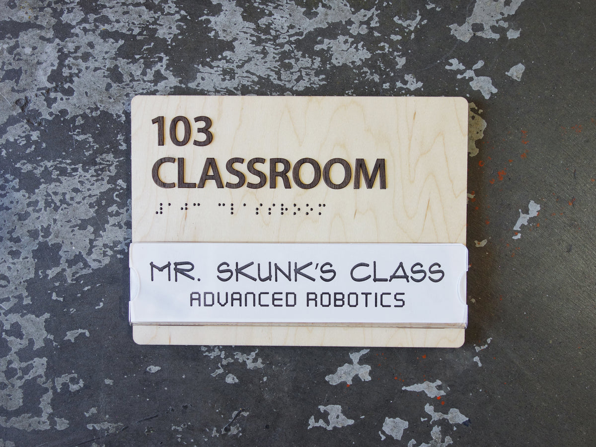 012 Changeable Insert Wood Room Sign - Personalized Text – Gray Skunk Inc.