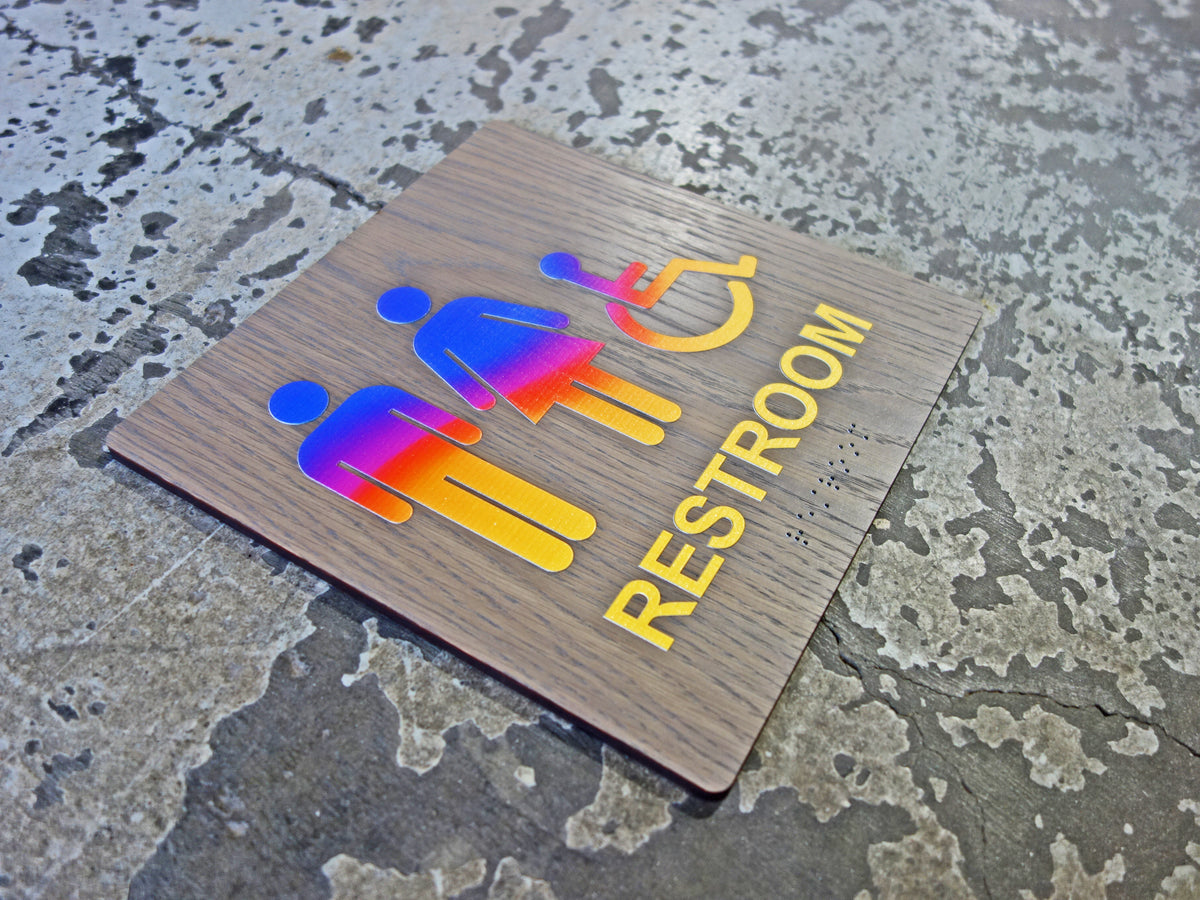 070 Rainbow ADA Restroom Bathroom Sign - Colorful Sunset Design - CHRO ...