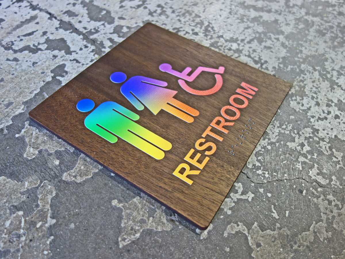 052 Rainbow ADA Restroom Bathroom Sign - Colorful Neon Design - CHROMA ...