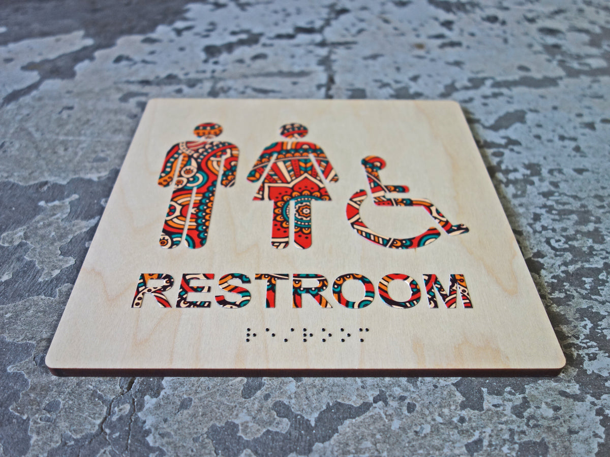 054 Bohemian ADA Restroom Bathroom Sign - Colorful Floral Design - CHR ...