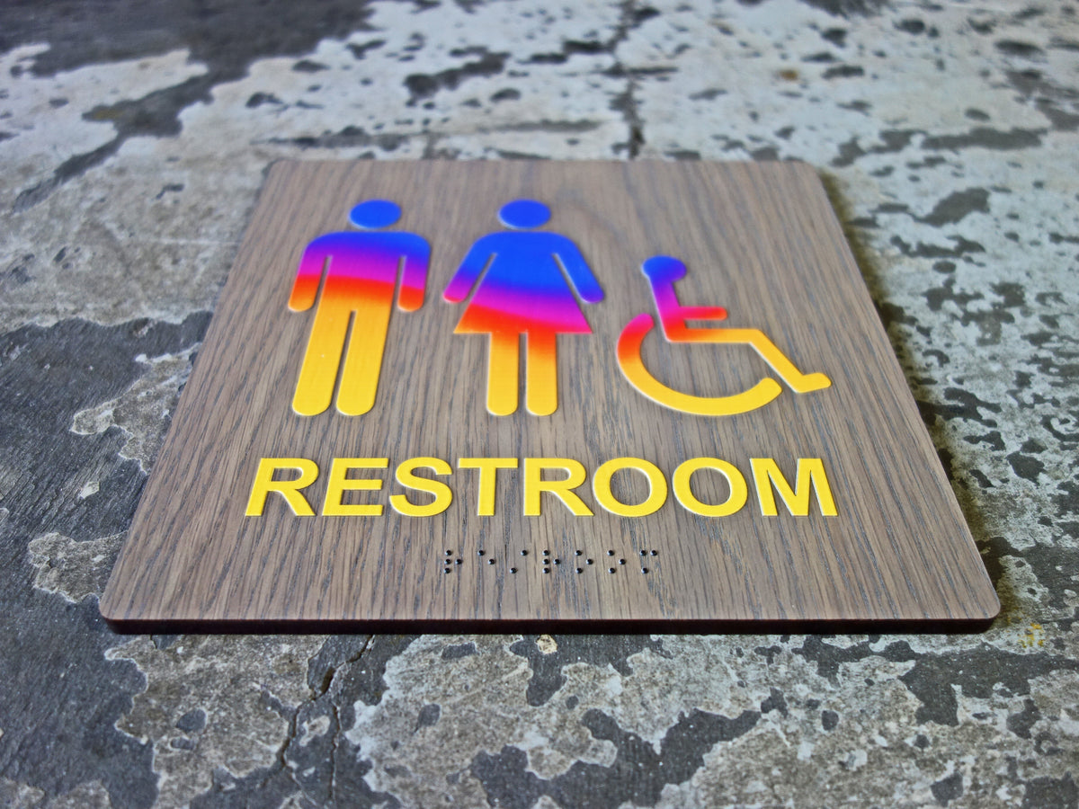 070 Rainbow ADA Restroom Bathroom Sign - Colorful Sunset Design - CHRO ...