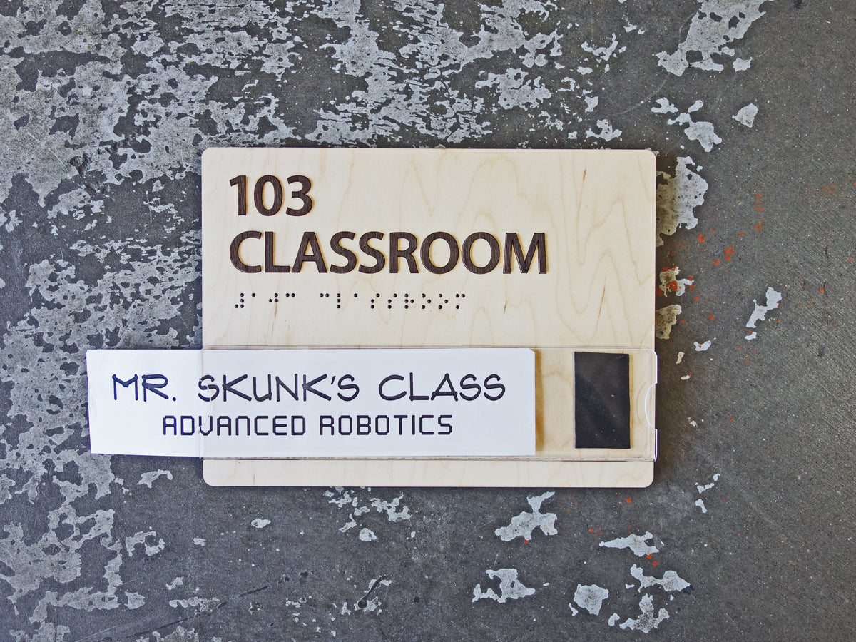 012 Changeable Insert Wood Room Sign - Personalized Text – Gray Skunk Inc.