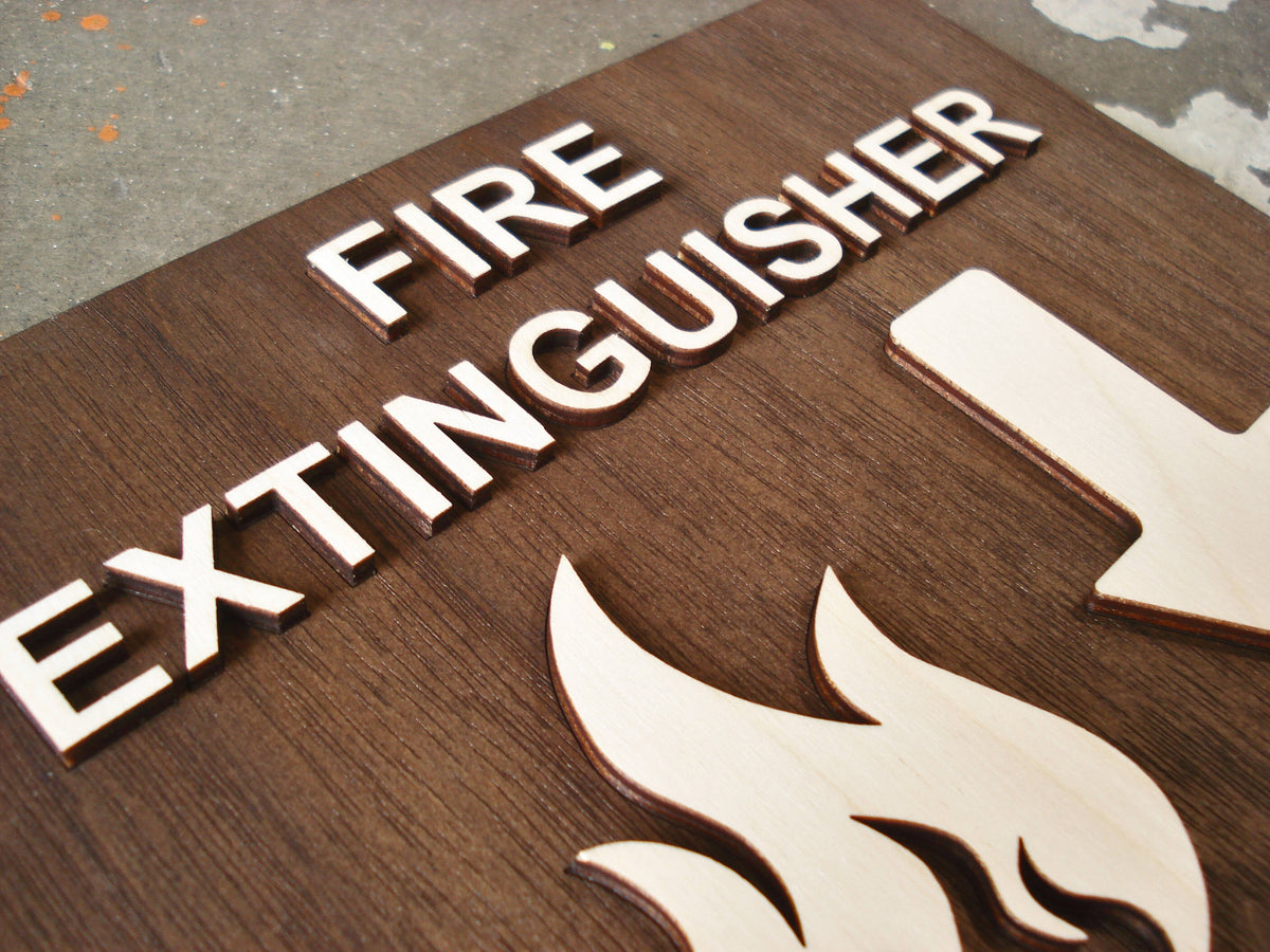 039 Fire Extinguisher Wood Sign – Gray Skunk Inc.