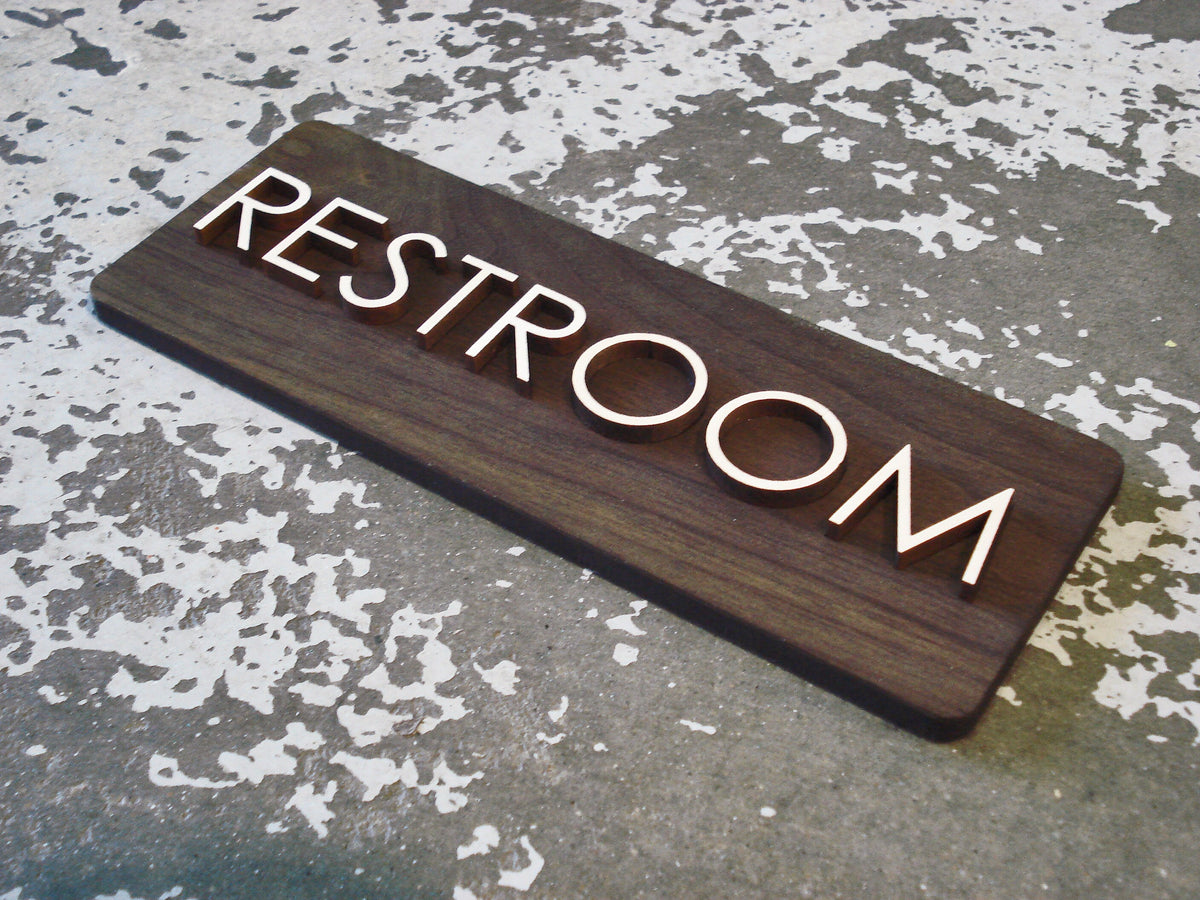 053 Restroom Modern Bathroom Wood Sign – Gray Skunk Inc.